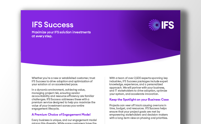 IFS Success - Maximize the value of your IFS solution.