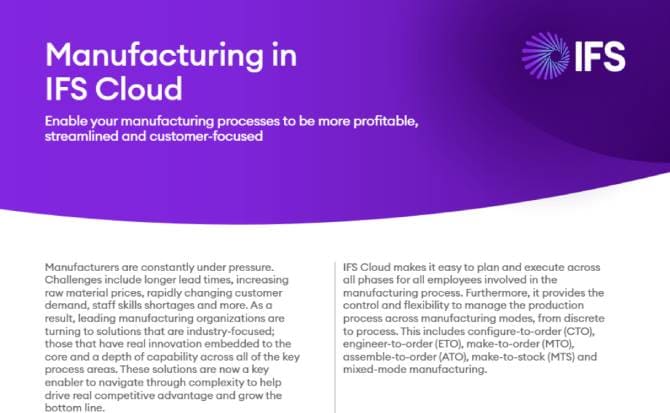 Manufacturing in IFS Cloud